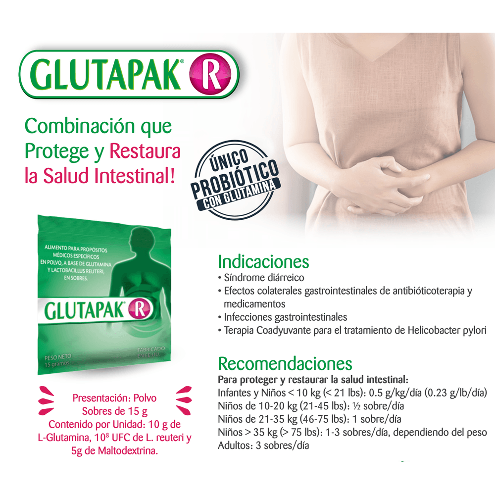 Glutapak R Lglutamina Y Lactobacillus Flora Intestinal 15 G - pedidosfarma